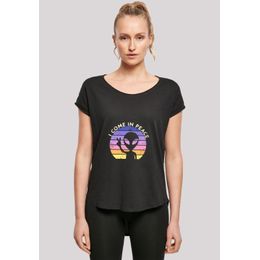 F4NT4STIC Damen T-Shirt "Alien Peace Sunset", schwarz, Gr. XXL, Obermaterial: 100% Baumwolle, Shirts, Premium Qualit&auml;t