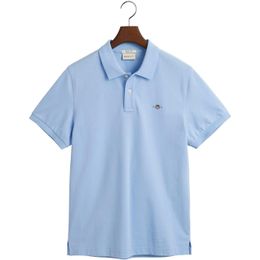 Gant Herren Poloshirt "REG SHIELD SS PIQUE POLO", blau, Gr. XL, unifarben, Jersey, Obermaterial: 100% Baumwolle, Shirts, mit Logo und