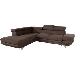 Ecksofa COTTA "Enterprise L-Form", braun (espresso), B:273cm H:72cm T:237cm, Struktur (100% Polyester );Chenille (90% Polyester; 10% Polyamid ), Sofas, Ecksofa, mit Arm- & Kopfteilverstellung, wahlweise mit Bettfunktion
