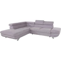 Ecksofa COTTA "Enterprise L-Form", grau, B:273cm H:72cm T:237cm, Struktur (100% Polyester );Chenille (90% Polyester; 10% Polyamid ), Sofas, Ecksofa, mit Arm- & Kopfteilverstellung, wahlweise mit Bettfunktion