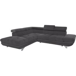 Ecksofa COTTA "Enterprise L-Form", grau, B:273cm H:72cm T:237cm, Struktur (100% Polyester );Chenille (90% Polyester; 10% Polyamid ), Sofas, Ecksofa, mit Arm- & Kopfteilverstellung, wahlweise mit Bettfunktion