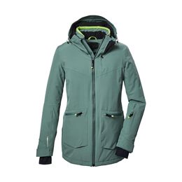 Skijacke Killtec "KSW 38 WMN SKI JCKT", Damen, Gr. 40, grau (graugrün), Oberstoff: 93% Polyester, 7% Elasthan, Futter: 100% Polyester, Wattierung: 100% Polyester (recycelt), Jacken Skijacke, Atmungsaktive, wasserdichte Skijacke mit Schneefang