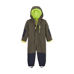 Overall "FIOW 10 MNS SFTSHLL ONPC", Kinder, Gr. 110/116, grün (olivgrün), Oberstoff 1: Oberseite: 100% Polyester, Rückseite: 100% Polyester/ Oberstoff 2: 100% Polyester, FIRST INSTINCT BY Killtec, Overalls, Softshell Overall: atmungsaktiv, 10.000 mm Wassersäule, warmes Fleece