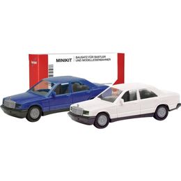 Herpa 012409-009 H0 PKW Modell Mercedes Benz 190E, blau und classicweiss
