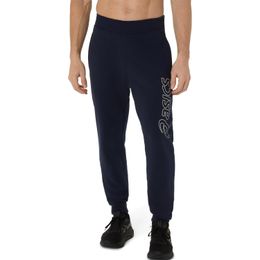 Laufhose asics "asics LOGO SWEATPANT", Herren, Gr. XL, N-Gr, midnight, birch, Obermaterial: 73% Baumwolle, 27% Polyester, Hosen Laufhose