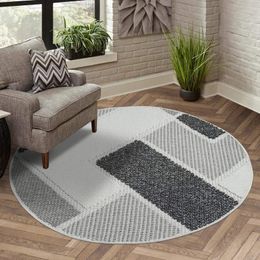Carpet City Teppich »LINDO 8877« rund 11 mm Höhe Kurzflor, Hochtief-Muster/ 3D-Effekt, Boho-Stil, Wohnzimmer grau Obermaterial: 100% Polyester Ø...