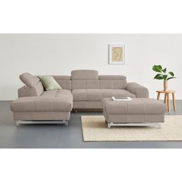 COTTA Ecksofa &raquo;Chef L-Form&laquo; mit Kopfteilverstellung, edle Metallkufen, wahlweise mit Bettfunktion braun Luxus-Microfaser (100% Polyester);Kunstleder 