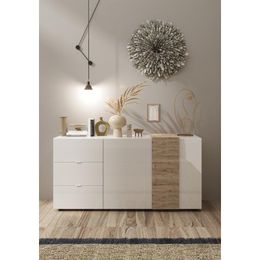 Inosign Sideboard »Venus, Kommode« Breite 181 cm Weiss Hochglanz Lack / Eiche Cadiz NB Maße (B/H/T): 181/86/44 cm