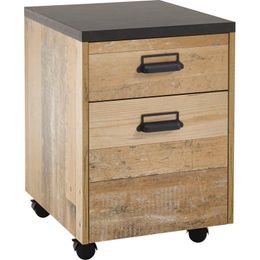 Home Affaire Rollcontainer &raquo;SHERWOOD&laquo; mit Apothekergriffen aus Metall, Breite 47 cm, Soft-Close-Funktion braun FSC -zertifizierter Holzwerkstoff