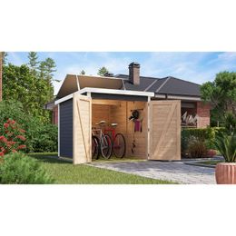 Karibu Fahrradbox &raquo;Fahrradgarage 3 Solar&laquo; in verschiedenen Farben, mit Solarkit, BxTxH: 162,5x216x167 cm grau Holzwerkstoff
