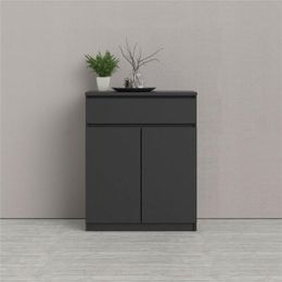 Inosign Kommode »Naia« abgerundete Schubladenkanten auf Metallgleiter, Breite 80, 2 cm Schwarz Sideboard mit 1 Schubkasten und 2 Türen