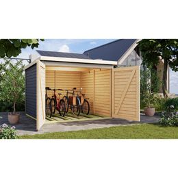 Karibu Fahrradbox &raquo;Fahrradgarage 4 Solar&laquo; in verschiedenen Farben, mit Solarkit, BxTxH: 212,5x216,5x167 cm grau Holzwerkstoff