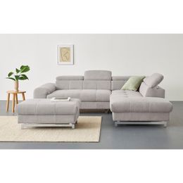 COTTA Ecksofa &raquo;Chef L-Form&laquo; mit Kopfteilverstellung, edle Metallkufen, wahlweise mit Bettfunktion grau Luxus-Microfaser (100% Polyester);Kunstleder 