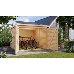 Karibu Fahrradbox &raquo;Fahrradgarage 4 Solar&laquo; in verschiedenen Farben, mit Solarkit, BxTxH: 212,5x216,5x167 cm beige Holzwerkstoff