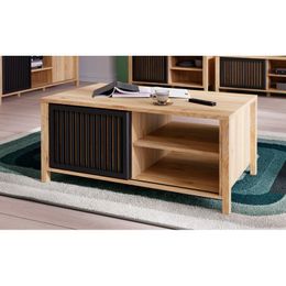 FORTE Couchtisch &raquo;Jytana&laquo; Breite 105,5 cm, Schiebet&uuml;ren in Lamellenoptik, Mauvella Eiche/Schwarz beige