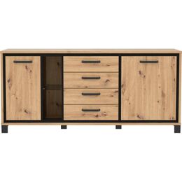 FORTE Sideboard »Trondheim« Breite 177 cm Artisan Eiche/ Schwarz Eiche dekorative Optik