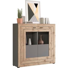 Inosign Highboard »Aalborg, Höhe 117cm, 2 Glastüren, 6 Fächer, 2-farbig, Metallgriffe« Anrichte, Schrank, Kommode, Midischrank, Wohnmöbel,...