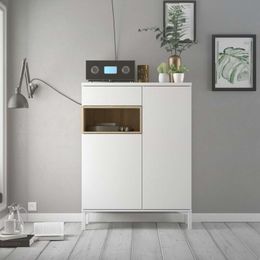 Inosign Highboard »Roommers, Anrichte, Stauraum, Sideboard« Kommode, Höhe 118 cm, Breite 88, 7 cm, 1 offenes Fach mit Rahmen-Optik Weiß/Eiche Struktur