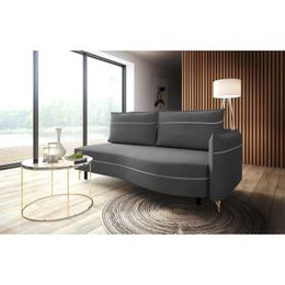 exxpo - SOFA FASHION Loungesofa »Ortis mit toller Kontrastnaht, Solitärmöbel, bequem, schmale Armlehne« Schlafsofa mit Bettfunktion und Bettkasten,...