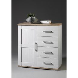 HBZ-MEBLE HBZ Kommode »Romance im Landhaustil, BxHxT 93x99x45 cm« Schrank mit 1 Tür, 4 Schubkästen und 2 Einlegeböden sibiu lärche