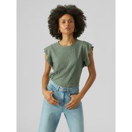 Véro Moda VERO MODA Rundhalsshirt »VMTASSA SL FRILL TOP NOOS« Laurel Wreath S S Rundhalsshirt mit Kurzarm: ideal für Sommer und Freizeitaktivitäten
