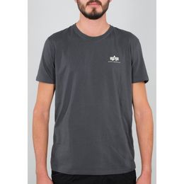 Alpha Industries Rundhalsshirt »BASIC T SMALL LOGO« grey black L L Kurzarm und eingefasster Rundhalsausschnitt für klassischen Look