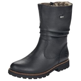 Remonte Damen Winterstiefel , Blockabsatz, Winterboots mit Falten am slouchy Schaft, schmale Form schwarz 39