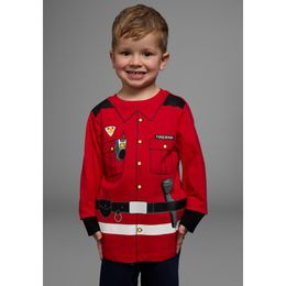 Kidsworld Jungen Kidsworld Langarmshirt &raquo;FEUERWEHR&laquo; Langarm, Basic-Passform, bedruckt, Rundhalsausschnitt rot 140/146