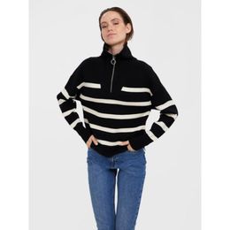 Véro Moda VERO MODA Troyer »VMSABA STRIPE LS HIGHNECK BLOUSE GA NOOS« Black Stripes:BIRCH S S Strickpullover von Vero Moda