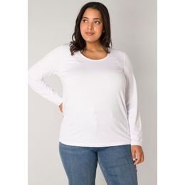 Base Level Curvy Damen Langarmshirt mit Rundhalsausschnitt wei&szlig; 48