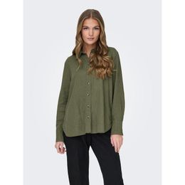 Jacqueline de Yong Jdy Damen JDY Hemdbluse &raquo;JDYSAY L/S LINEN LOOSE SHIRT WVN NOOS&laquo; gr&uuml;n M