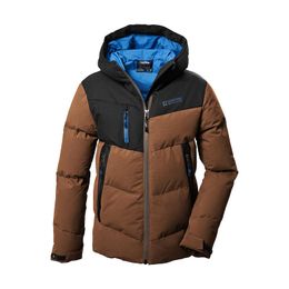 Killtec Steppjacke »KOW 376 BYS QLTD JCKT« Wasserabweisende Jacke mit Kapuze, Kinnschutz und Colourblock-Design braun 152 152 Jungen Jacke in...
