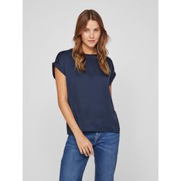 Vila Damen Kurzarmshirt &raquo;VIELLETTE S/S SATIN TOP - NOOS&laquo; Satin Optik blau 36 (S)