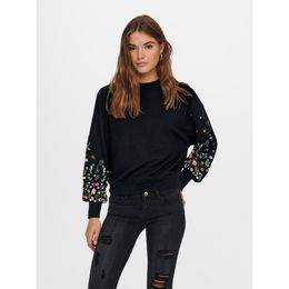 Only Sweatshirt »ONLBROOKE L/S O-NECK FLOWER SWT« Black Print:SLEEVE FLOWER S S Sweater von Only