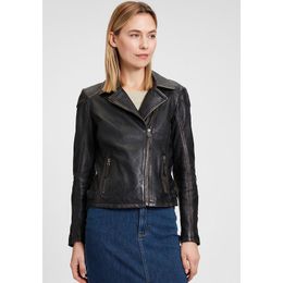Mauritius Lederjacke &raquo;MWPeggie&laquo; im Vintage-Look, asymetrischer Rei&szlig;verschluss, Reverskragen antique black XS