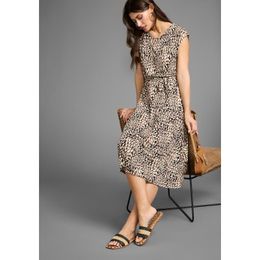 Laura Scott Sommerkleid mit femininen Allover-Druck, inkl. Bindeband schwarz-sand-gemustert 38 - N-Gr N-Gr 38 Jersey-Materialart für ein angenehmes...