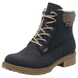 Rieker Winterstiefelette, Schnürboots, Stiefelette mit wasserabweisender TEX-Membran nachtblau 42 42 Winterstiefelette mit Strickkragen