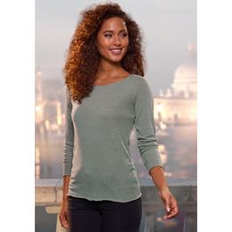 Lascana Langarmshirt »mit feiner Glitzereinfassung« aus weichem Viskose-Feinstrick lindgrün 36/38 36/38 Feine Glitzerkante am Ausschnitt,...