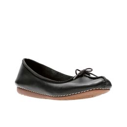 Clarks Ballerina »Freckle Ice« Slipper, Flats, Flats, Slipper mit Schleifchen Black Leather 38 38 Atmungsaktive Deckbrandsohle aus Leder