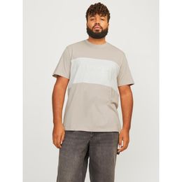 Jack & Jones PlusSize JACK & JONES PLUSSIZE T-Shirt »JJELEGACY BLOCKING TEE SS O-NECK NOO PLS« Moonbeam 6XL 6XL Bequemes T-Shirt im relaxed fit, ideal für den Alltag