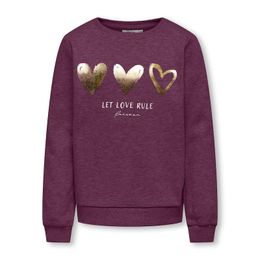 KIDS Only Sweatshirt »KOGMARY LIFE L/S O-NECK BOX SWT« Mauve Wine Print:Rule 134/140 134/140 Sweater von KIDS Only für Mädchen