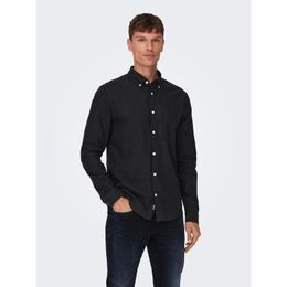 Only & Sons ONLY & SONS Langarmhemd »ONSGUDMUND SLIM 1-PKT SOLID SHIRT NOOS« Black L - N-Gr N-Gr L Mit Button-Down Kragen