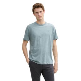 Tom Tailor T-Shirt mit Logo Stickerei grey mint L L Rundhalsshirt von Tom Tailor