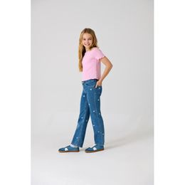 KIDS Only Weite Jeans »KOGJUICY WIDE LEG HEART EMB DNM JEANS« Light Medium Blue Denim 152 - N-Gr N-Gr 152 Weite Jeans mit normalem Bund für...