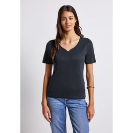 Street One Damen Street One T-Shirt mit Herzausschnitt blau 38