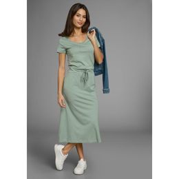 Laura Scott Sommerkleid mit Bindeband am Bund & versteckte Eingrifftaschen hellpetrol 48 - N-Gr N-Gr 48 Midikleid aus reiner Baumwollmischung für...