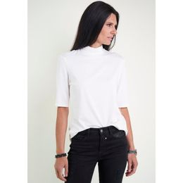 Seidel Moden Damen Stehkragenshirt im h&uuml;ftlangen Schnitt, MADE IN GERMANY wei&szlig; 40