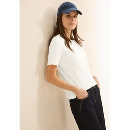 Cecil T-Shirt mit feiner Ripp Struktur vanilla white XS (36) XS (36) Shirt für Damen von Cecil
