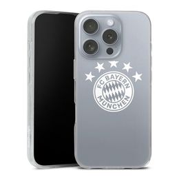 DeinDesign iPhone 16 Pro Handy Silikon H&uuml;lle Case transparent Handyh&uuml;lle Fcb Transparent Fc Bayern M&uuml;nchen Silikon Case