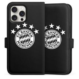 DeinDesign iPhone 15 Pro Max Handy Klapph&uuml;lle Handyh&uuml;lle aus Kunst Leder schwarz Flip Case Fcb Transparent Fc Bayern M&uuml;nchen Sideflip mit Lasche
